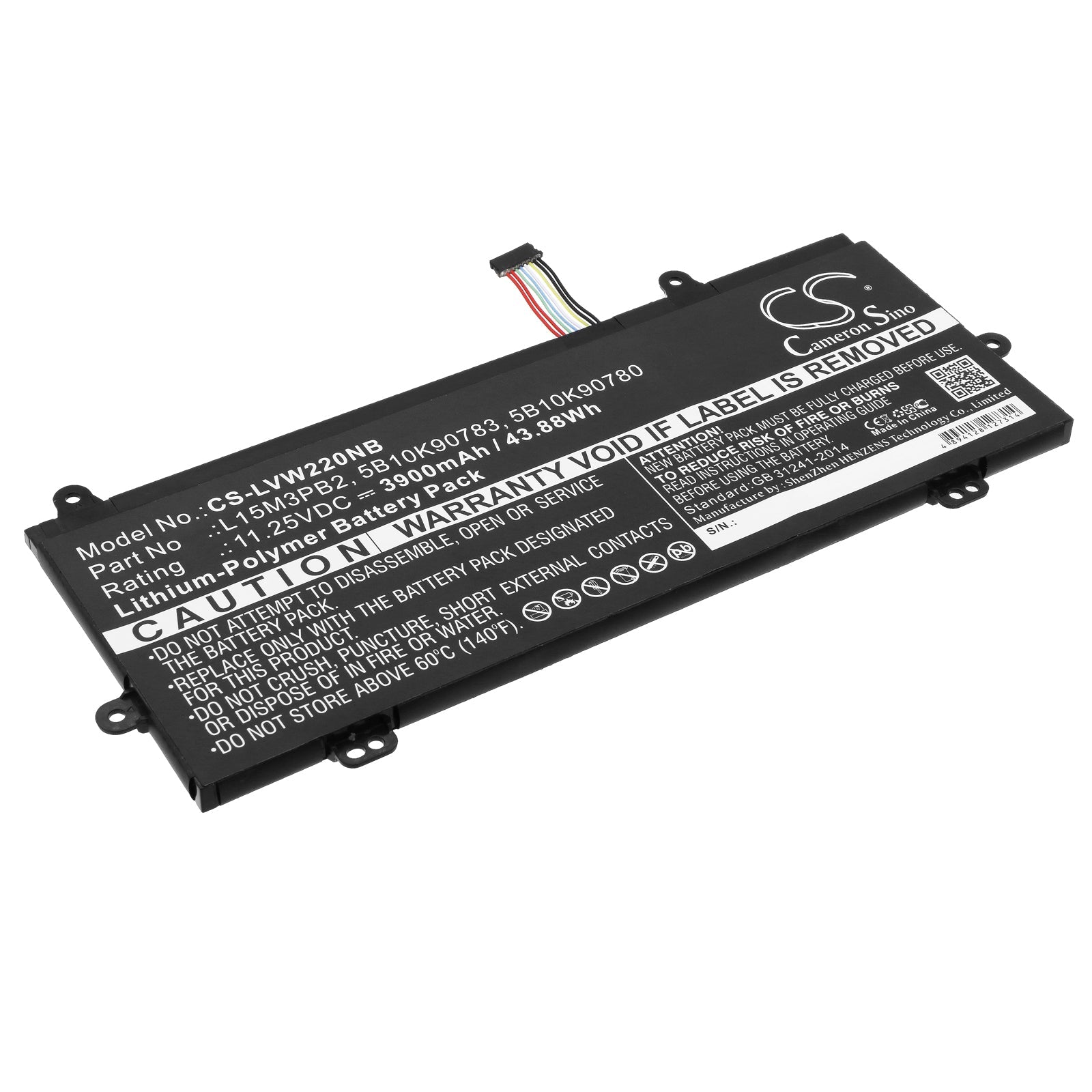 Lenovo Notebook, Laptop Battery 11.25V 3900mAh / 43.88Wh - For 80SF000 ...