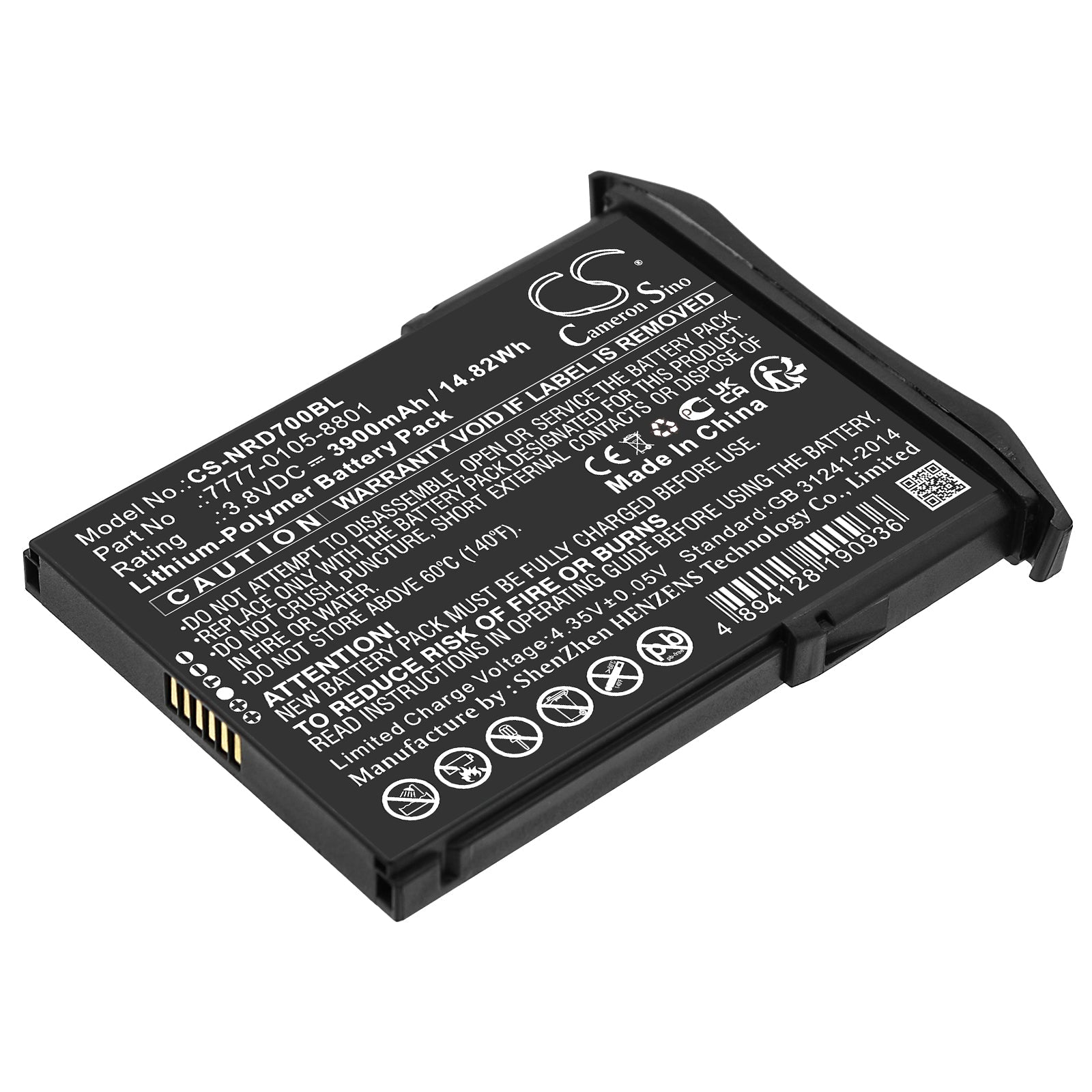 Ncr Orderman Barcode Scanner Battery 3 8v 3900mah 14 82wh For 7